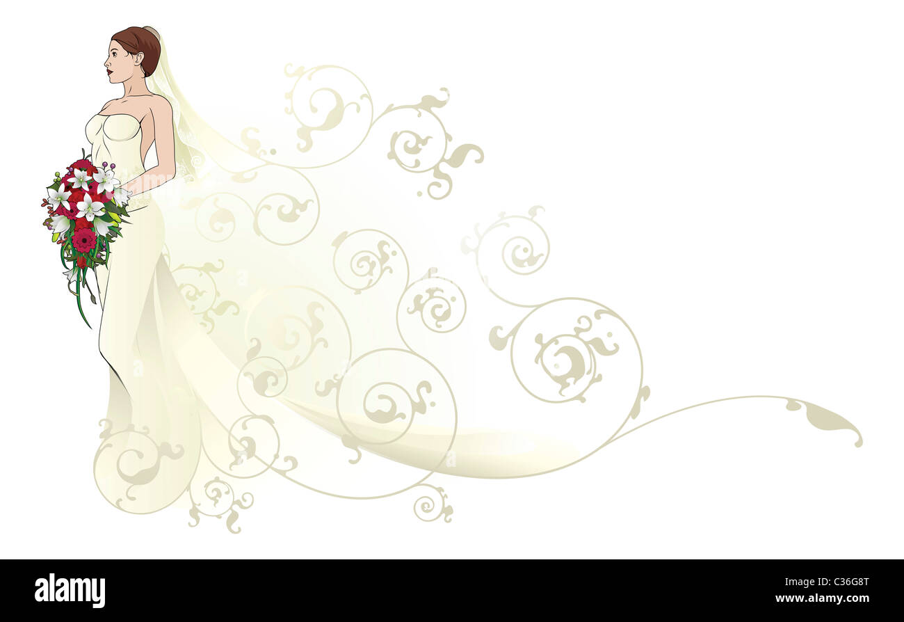 Bride in beautiful wedding dress forming into abstract pattern ...