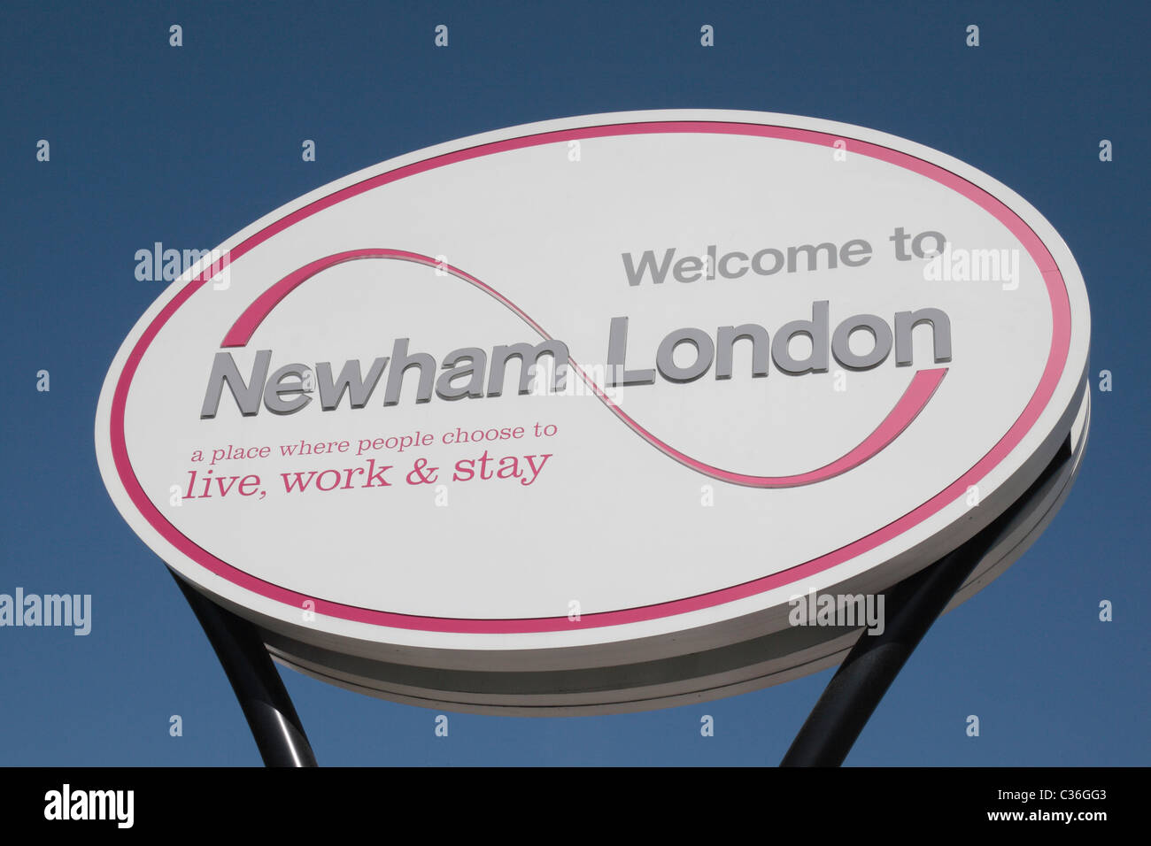 Sign promoting the London Borough of Newham in Stratford, East London ...