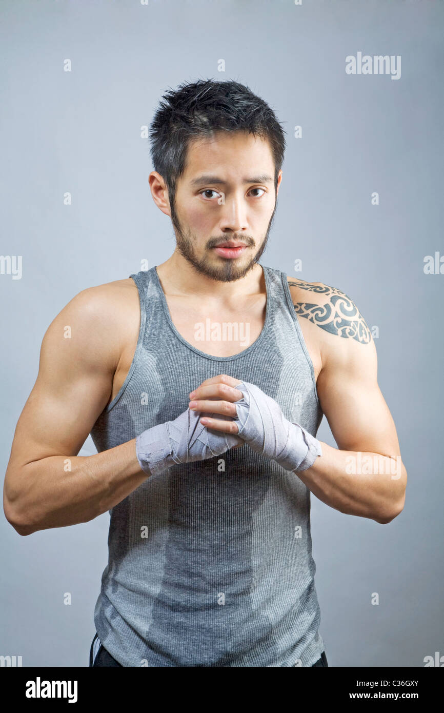 Box boxer chinese kick boxer man young man fight hi-res stock ...