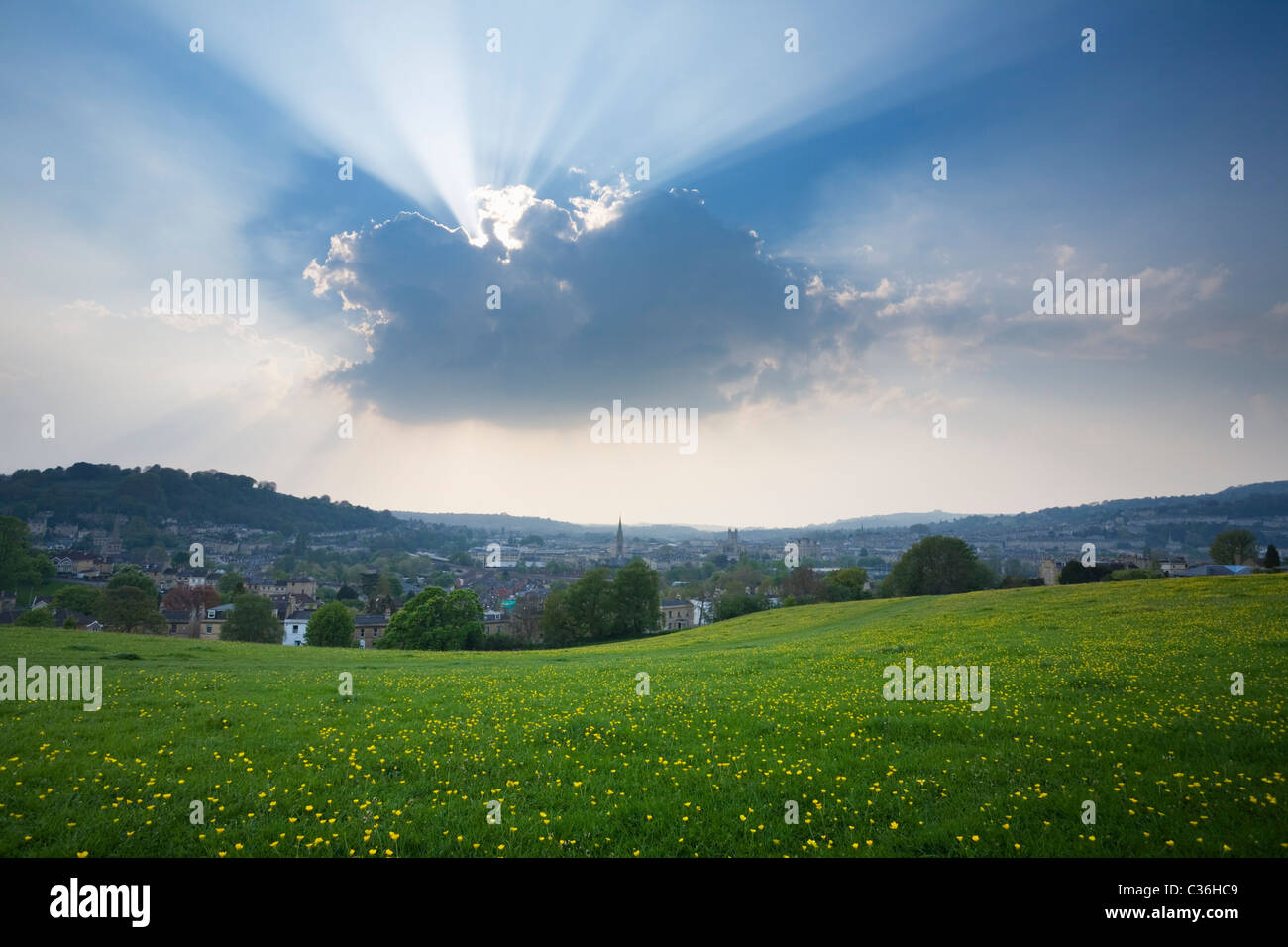 Bath City Skyline from Bathwick Hill in Spring. Somerset. England. UK ...