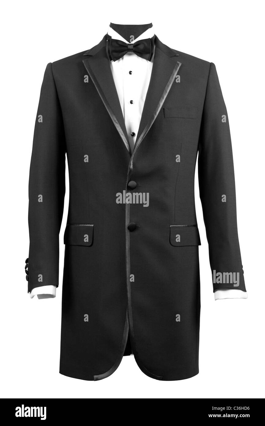front view of black tuxedo and white shirt Stock Photo - Alamy