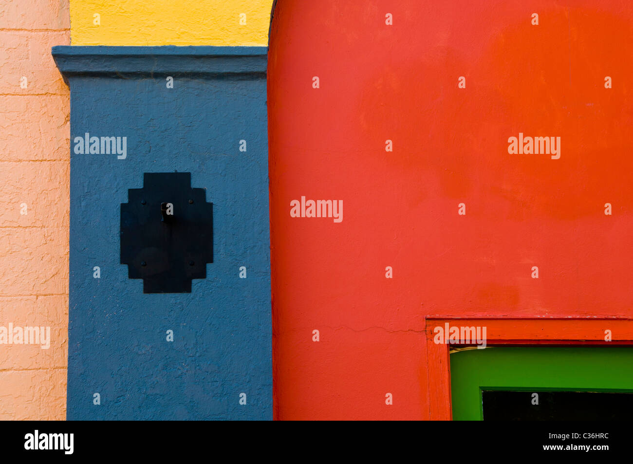 Abstract patterns of color on restored historic buildings Stock Photo ...