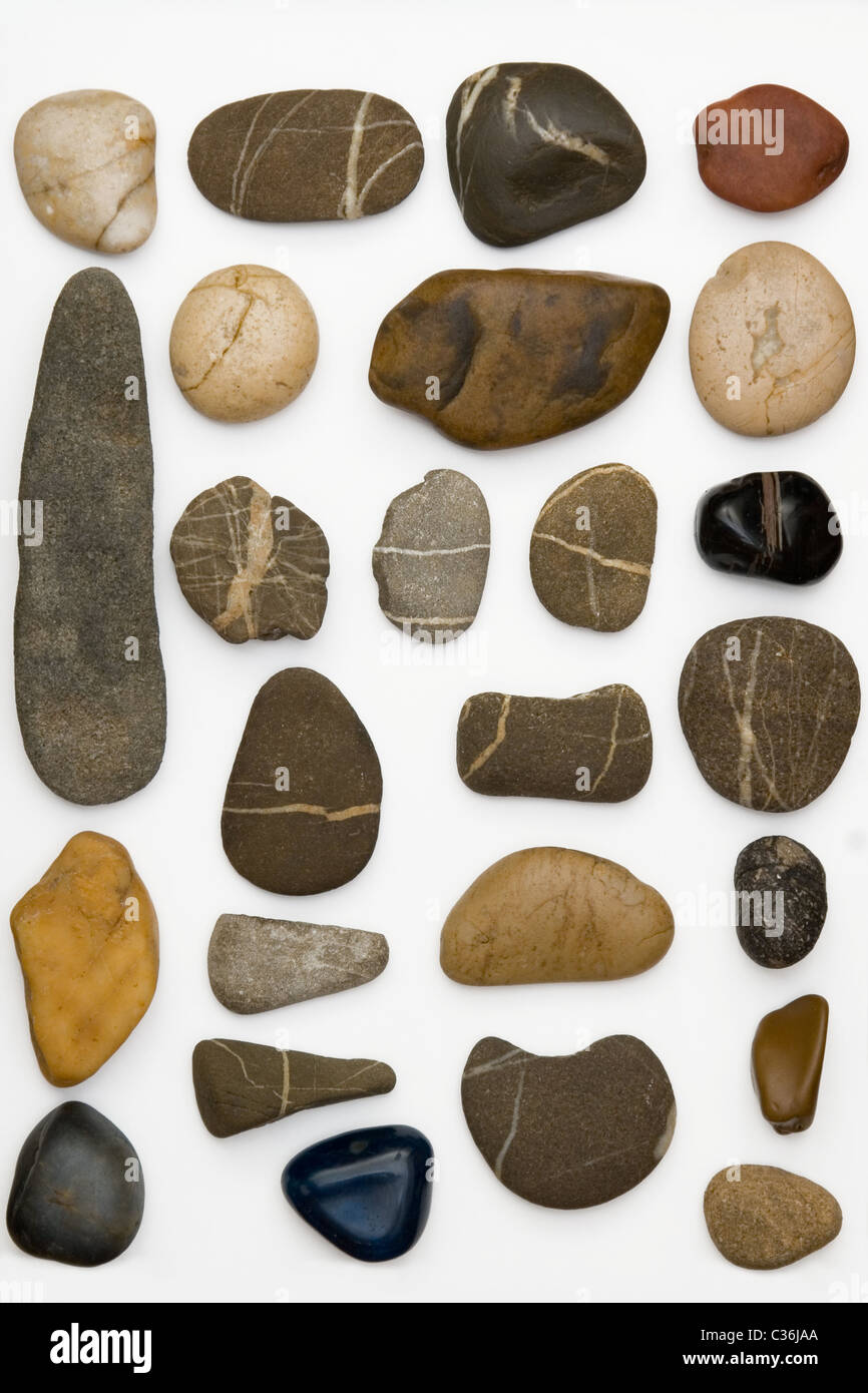 front view of few colored stones arranged Stock Photo - Alamy