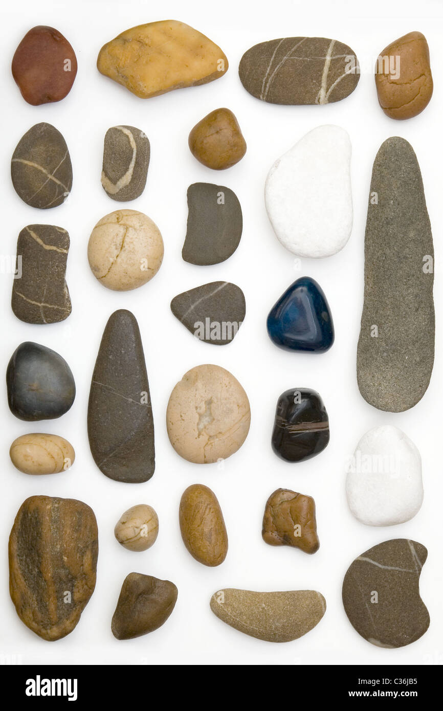 front view of few colored stones arranged Stock Photo - Alamy