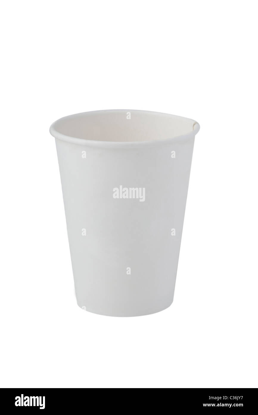 front view of recycling paper glass on white background Stock Photo - Alamy