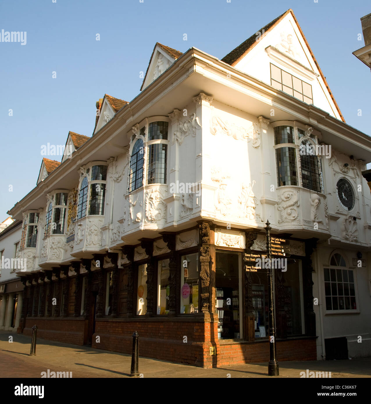 The Ancient House Ipswich Suffolk England decorative pargetting Stock ...