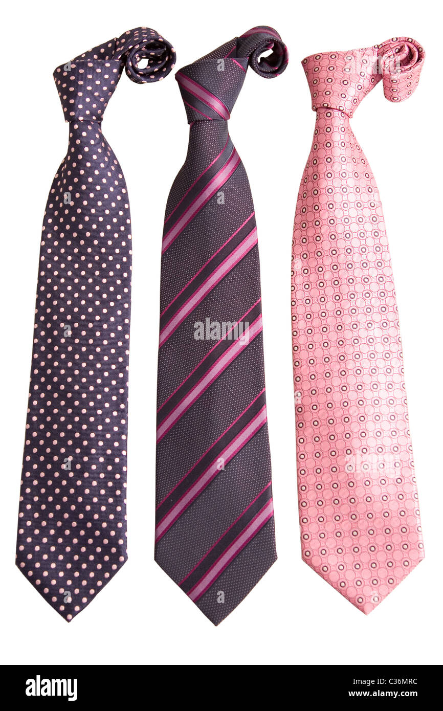 front view of three ties on white background Stock Photo - Alamy