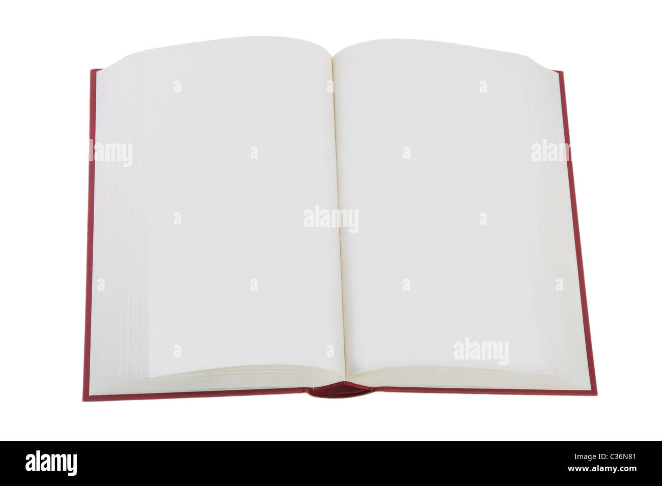 front view of open book on white background Stock Photo - Alamy