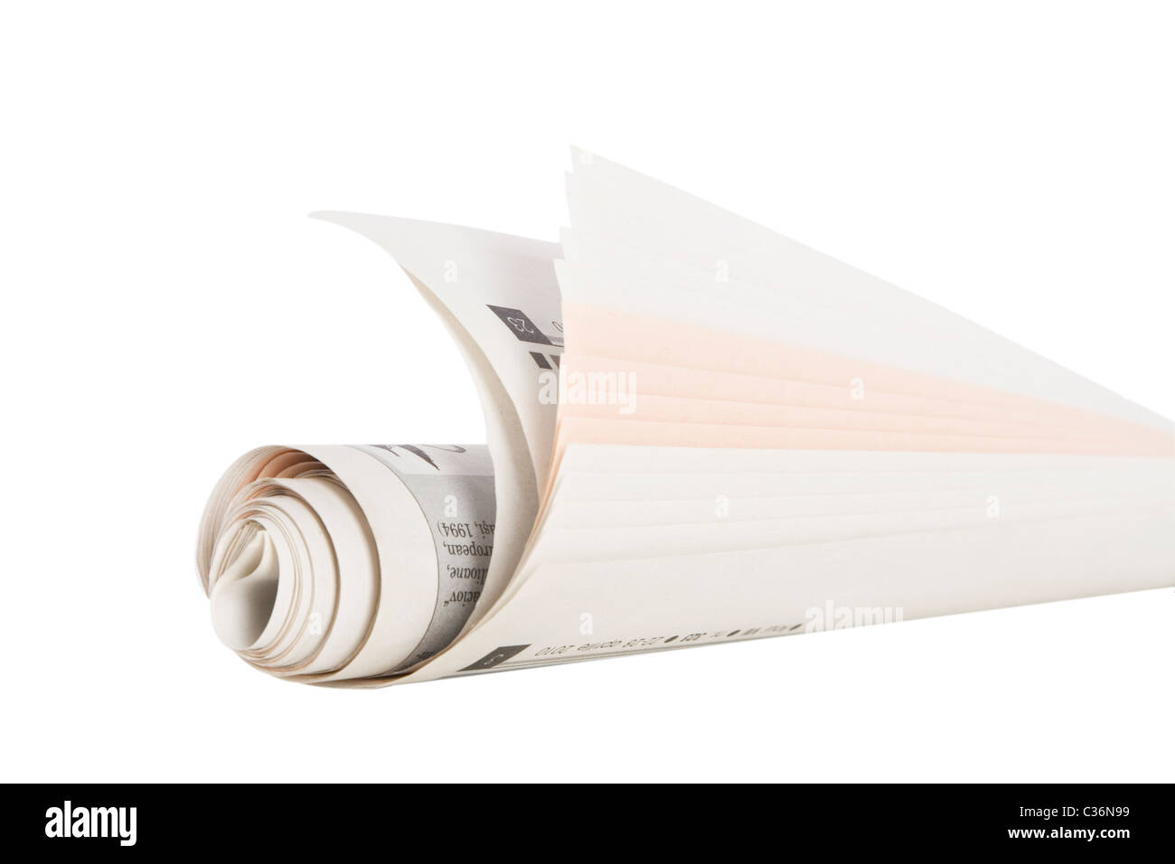 Roll of newspapers, isolated on white background Stock Photo - Alamy