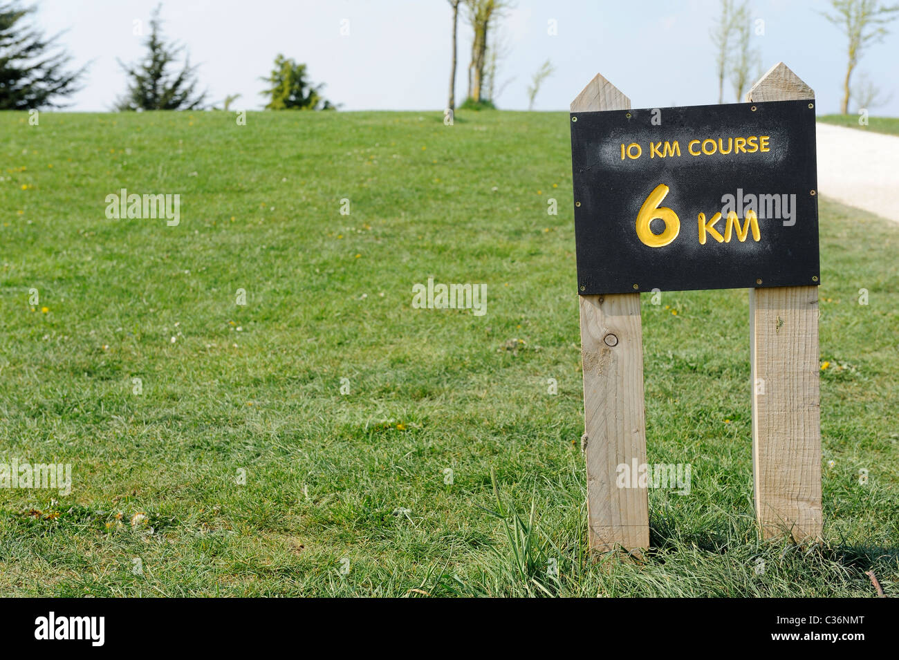 Stock photo of the 10km jogging sign at rushcliffe country park Stock ...