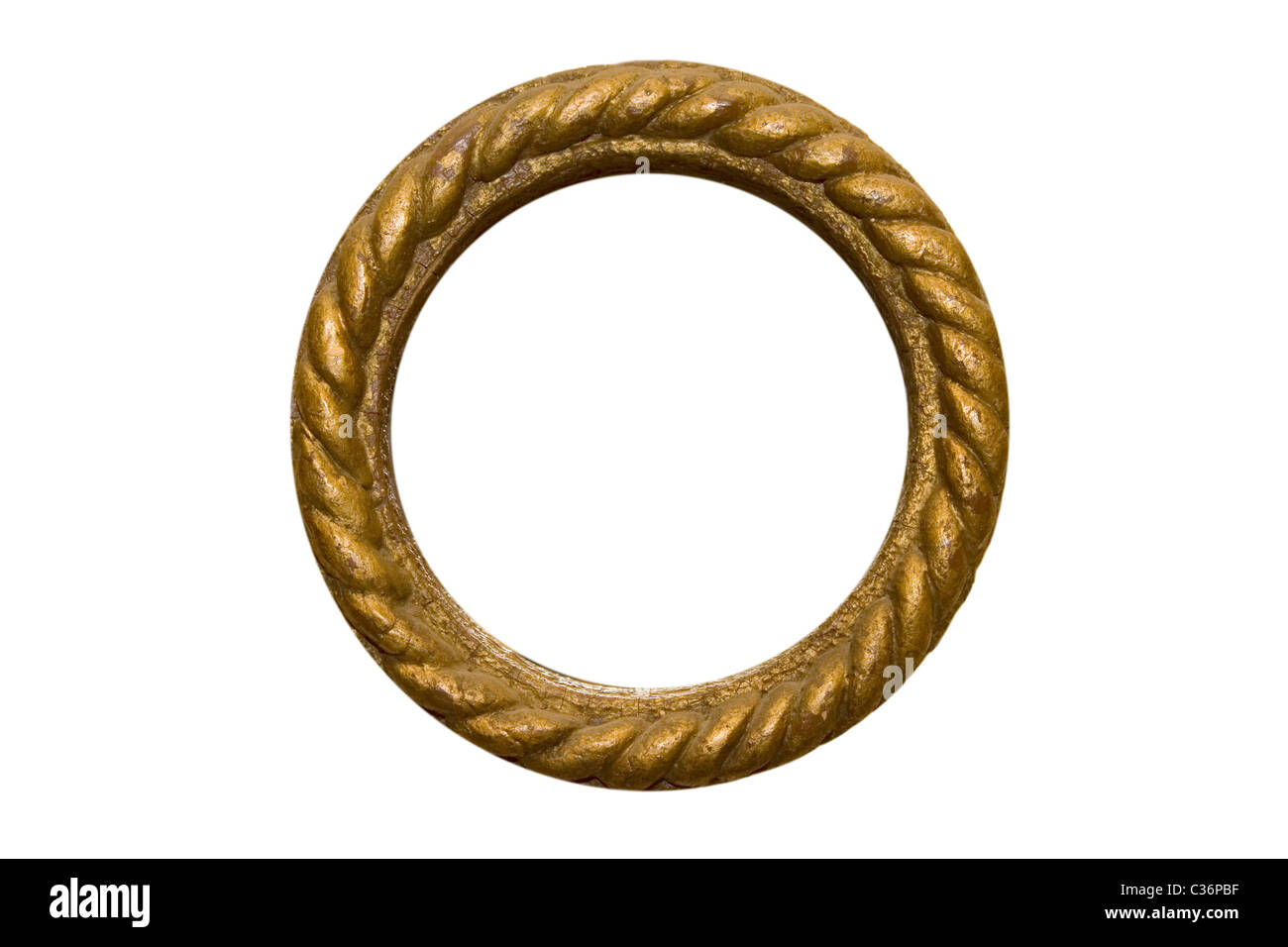 front view of old round frame on white background Stock Photo - Alamy