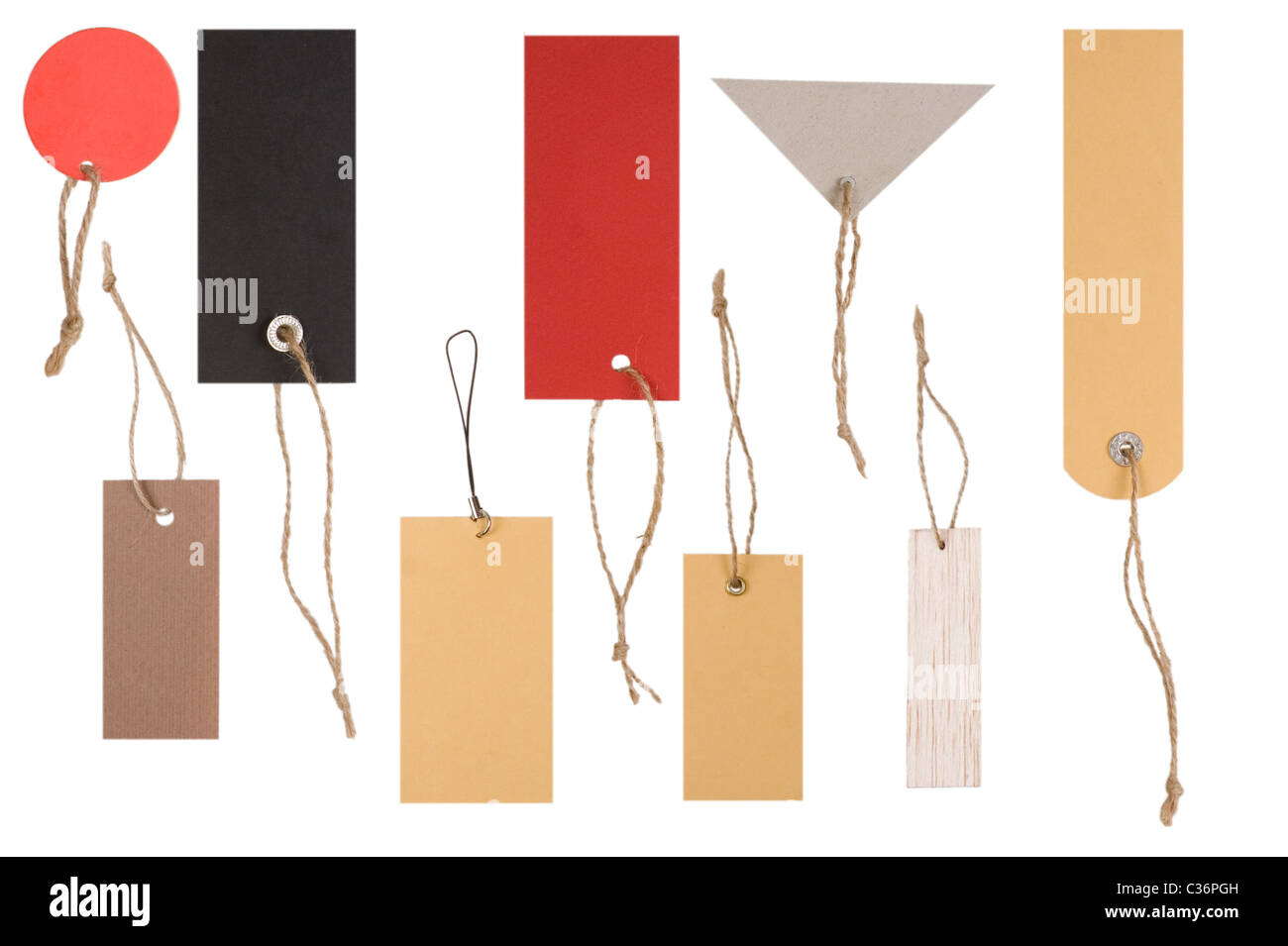 different shapes of empty colored tags on white background Stock Photo ...