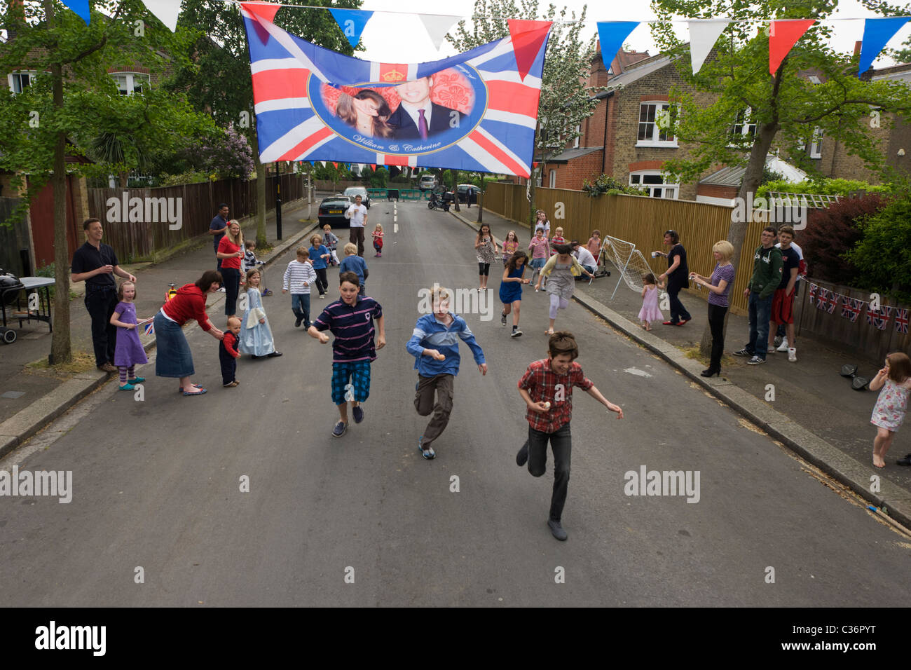 A street party held by neighbours in south London celebrating the royal ...