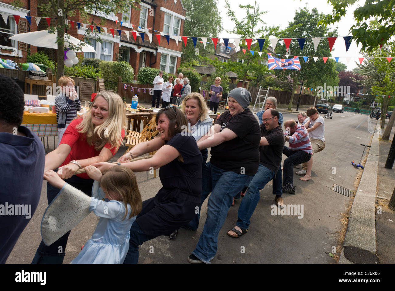 A street party held by neighbours in south London celebrating the royal ...