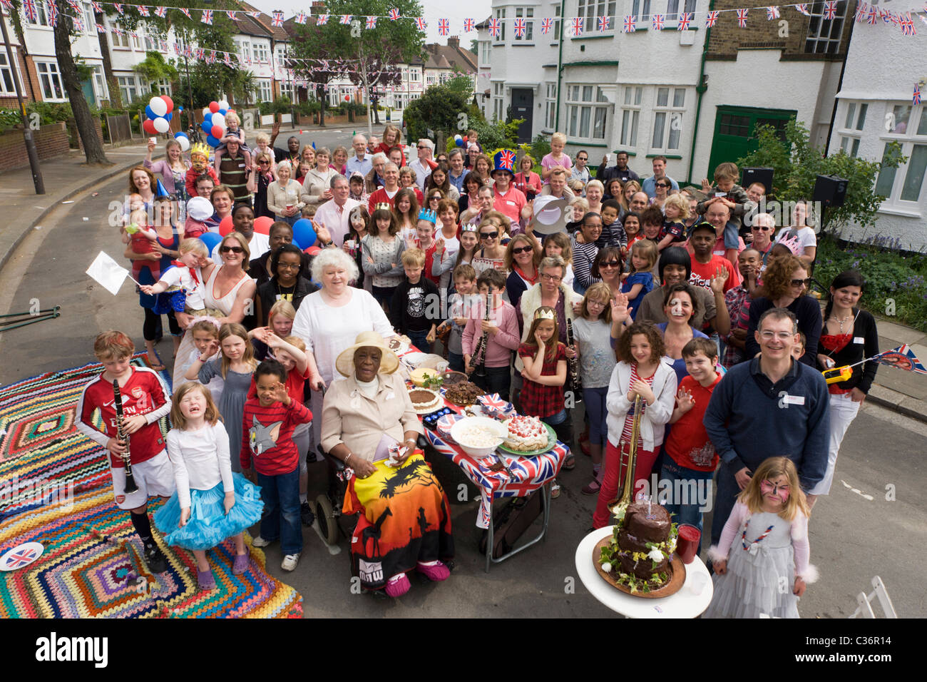 A street party held by neighbours in south London celebrating the royal ...