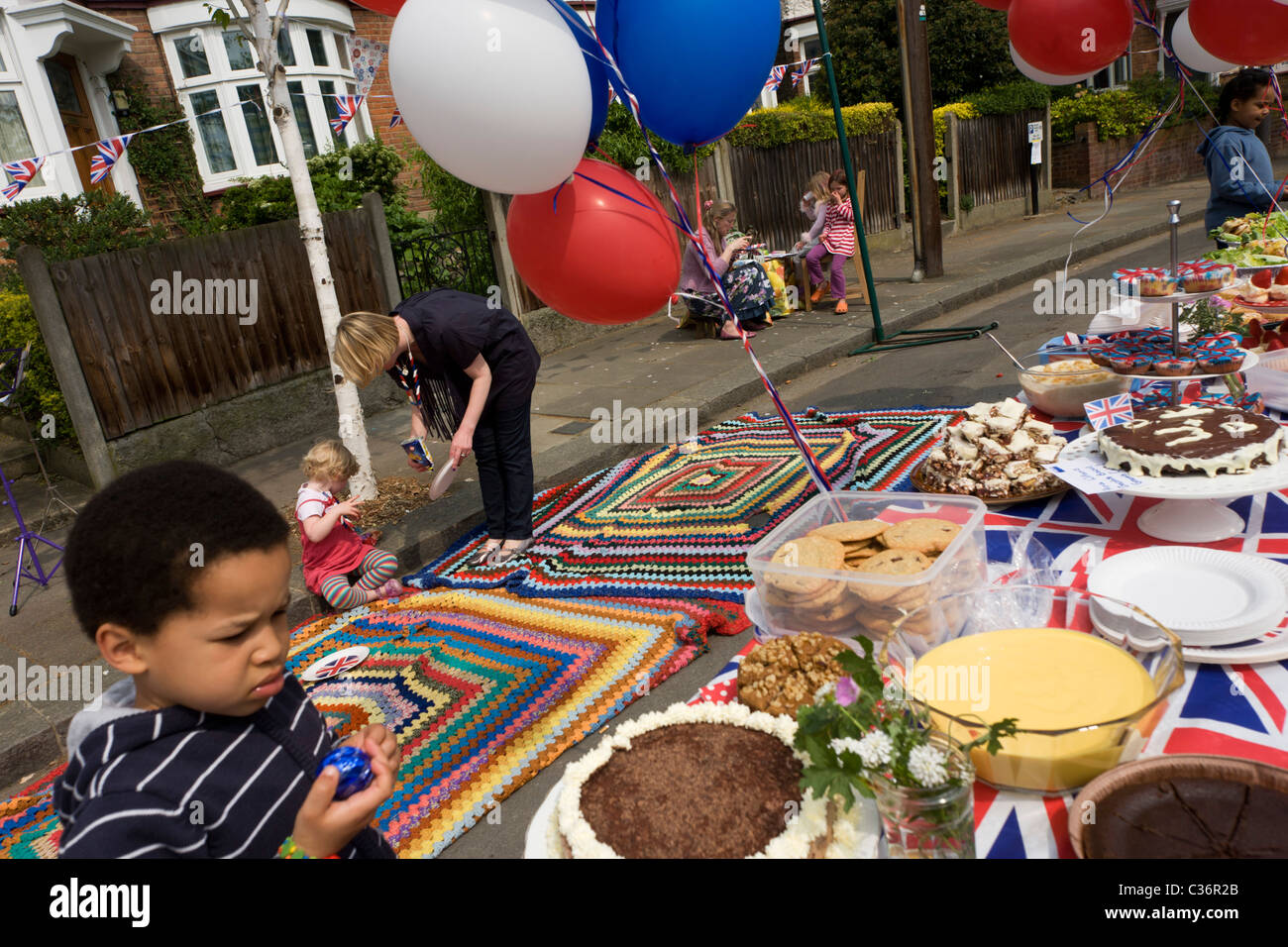 A street party held by neighbours in south London celebrating the royal ...