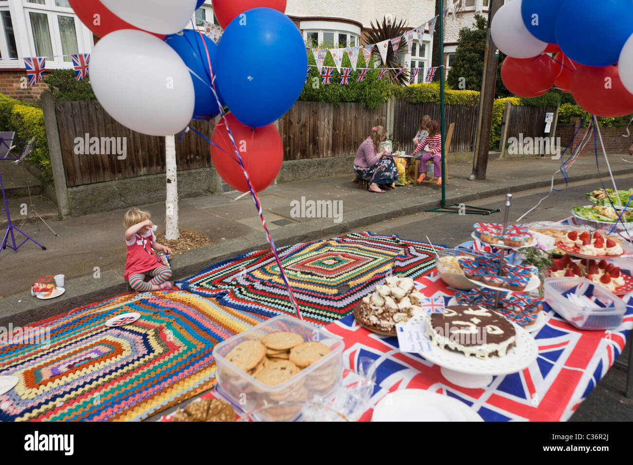 A street party held by neighbours in south London celebrating the royal ...