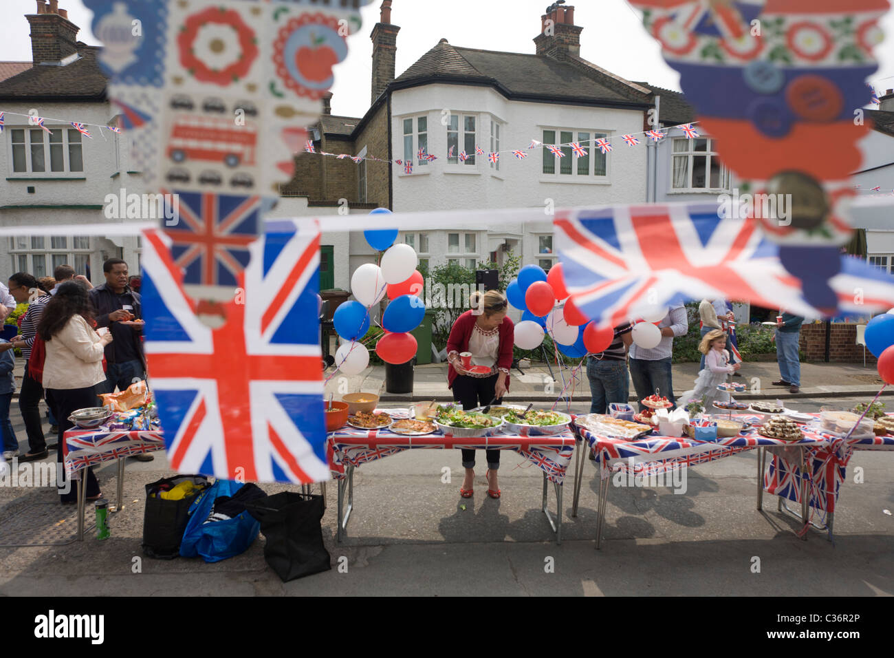A street party held by neighbours in south London celebrating the royal ...