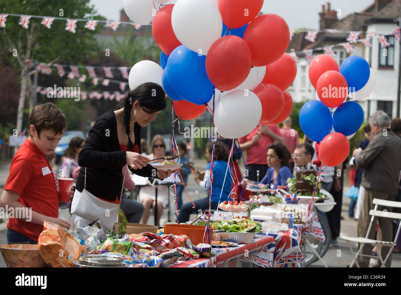 A street party held by neighbours in south London celebrating the royal ...