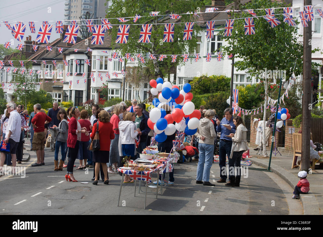 A street party held by neighbours in south London celebrating the royal ...