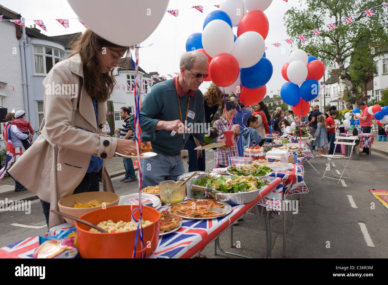 A street party held by neighbours in south London celebrating the royal ...