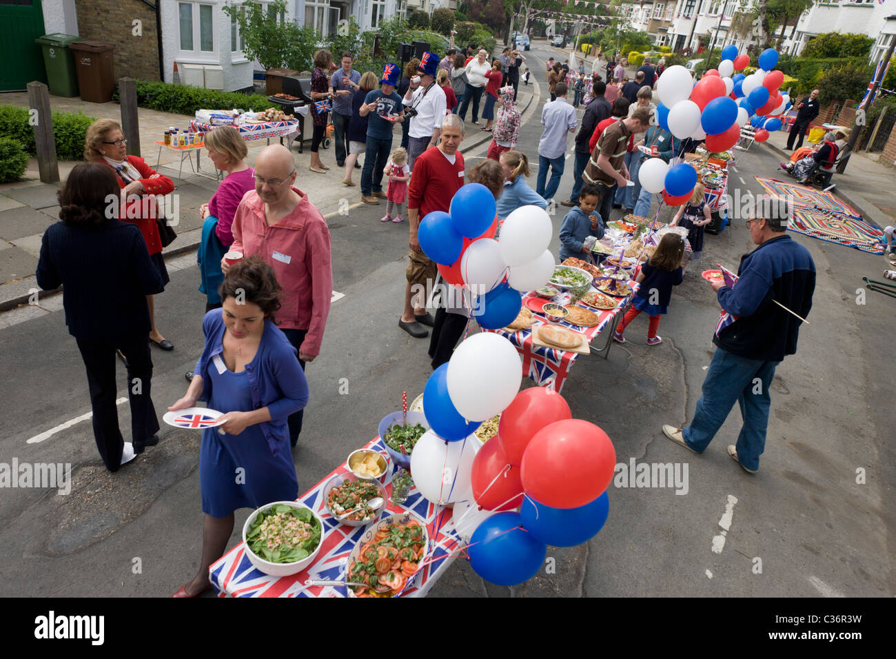 A street party held by neighbours in south London celebrating the royal ...
