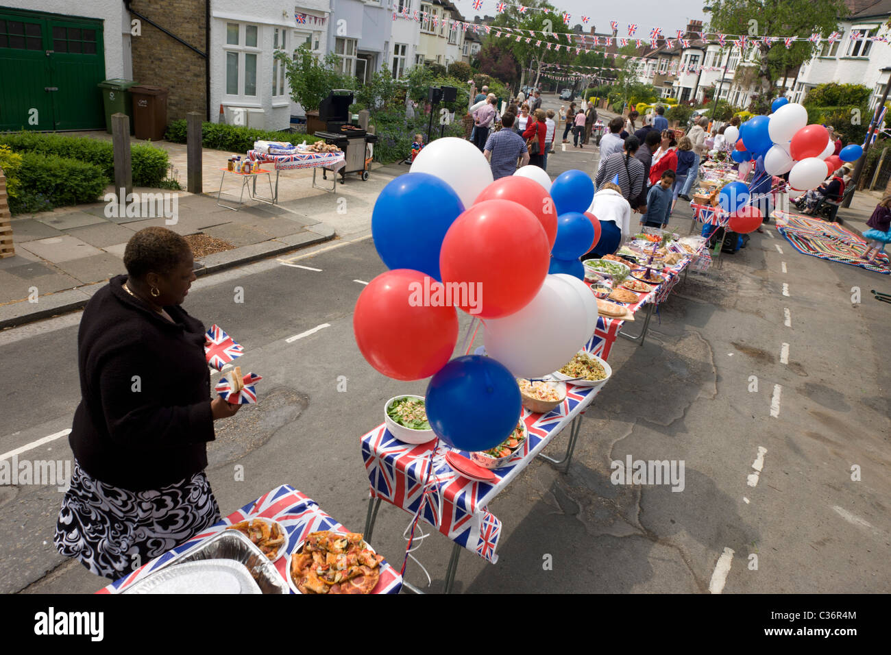 A street party held by neighbours in south London celebrating the royal ...
