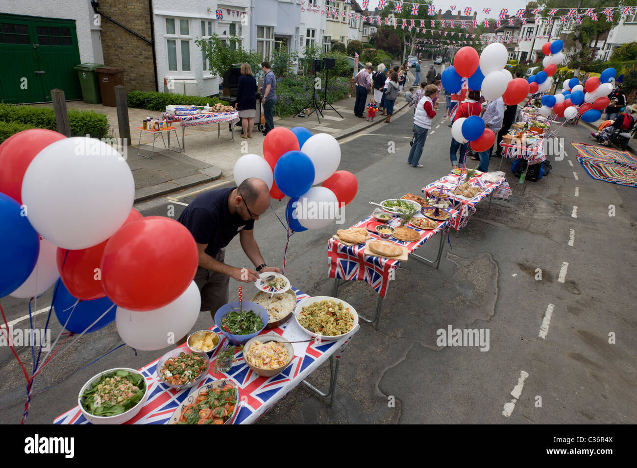 A street party held by neighbours in south London celebrating the royal ...