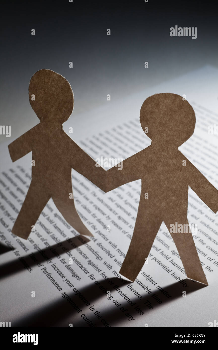 Document and Paper Chain Men close up Stock Photo - Alamy