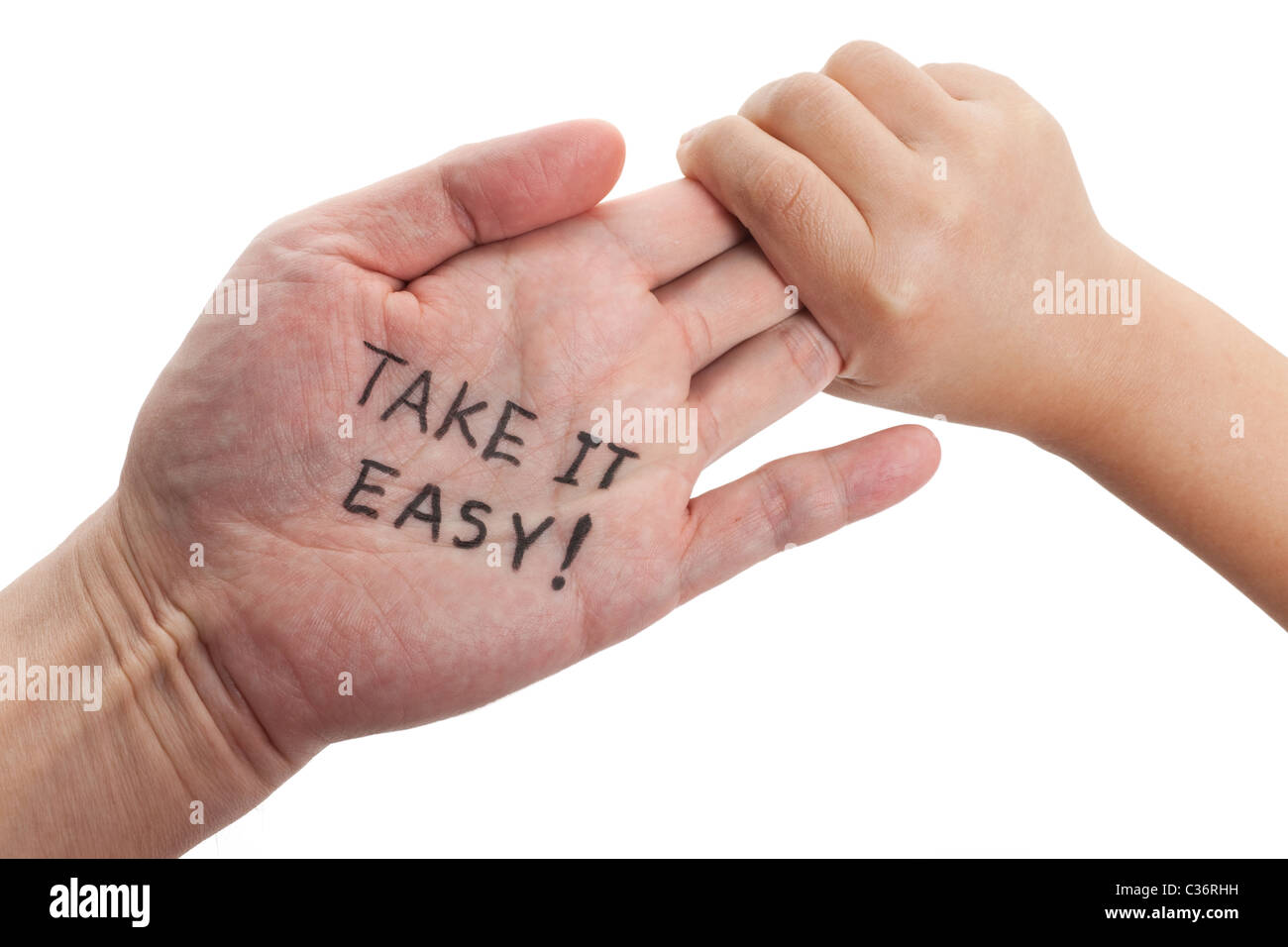 Hand and word of Take It Easy Stock Photo - Alamy