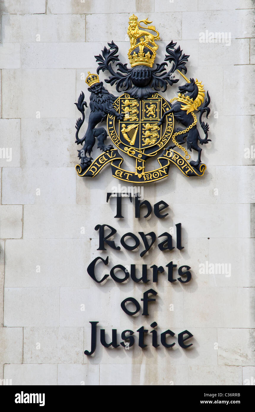 Royal Courts of Justice sign London UK Stock Photo - Alamy