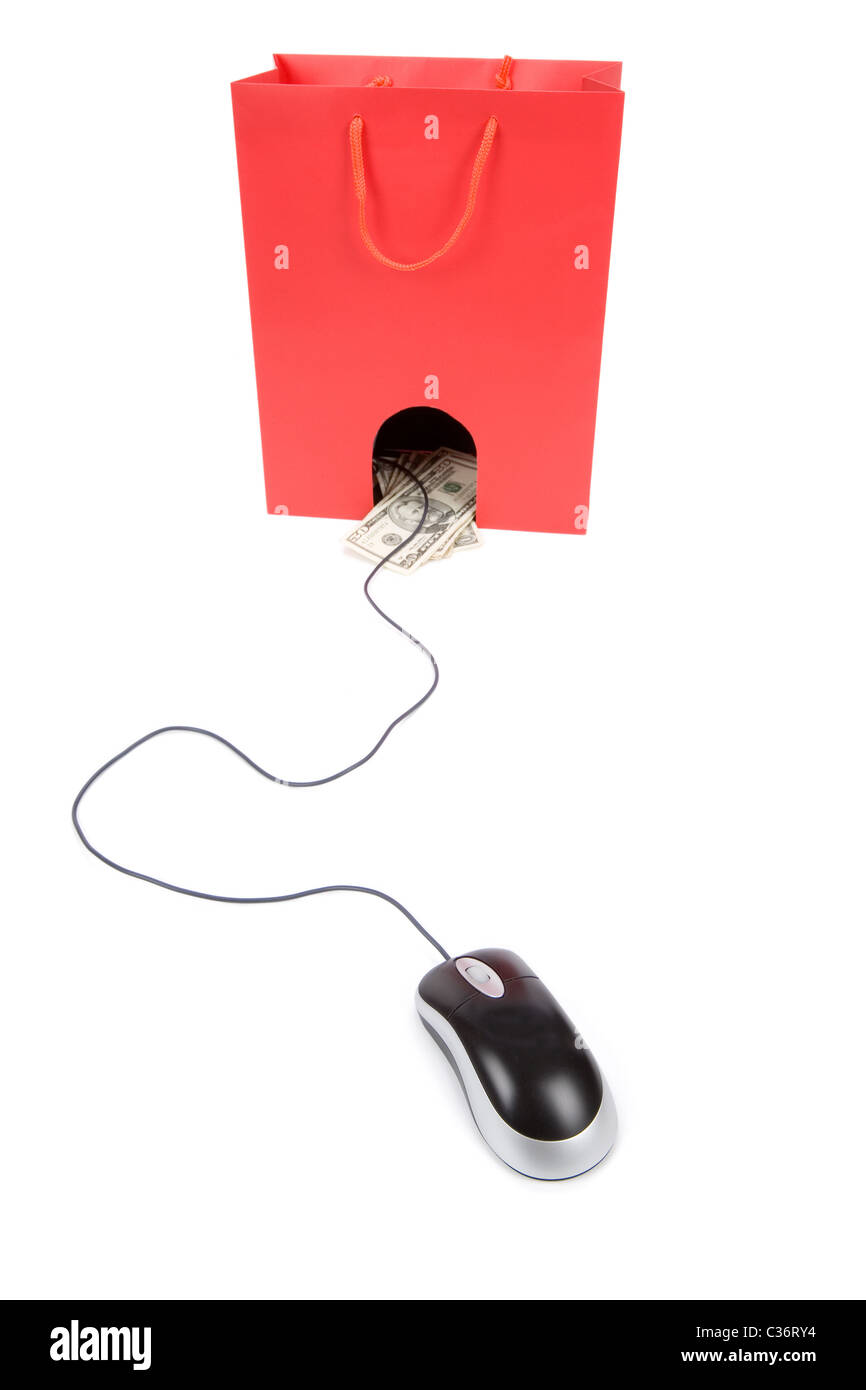 Isolated Shopping Bag and computer mouse, concept of ecommerce Stock ...