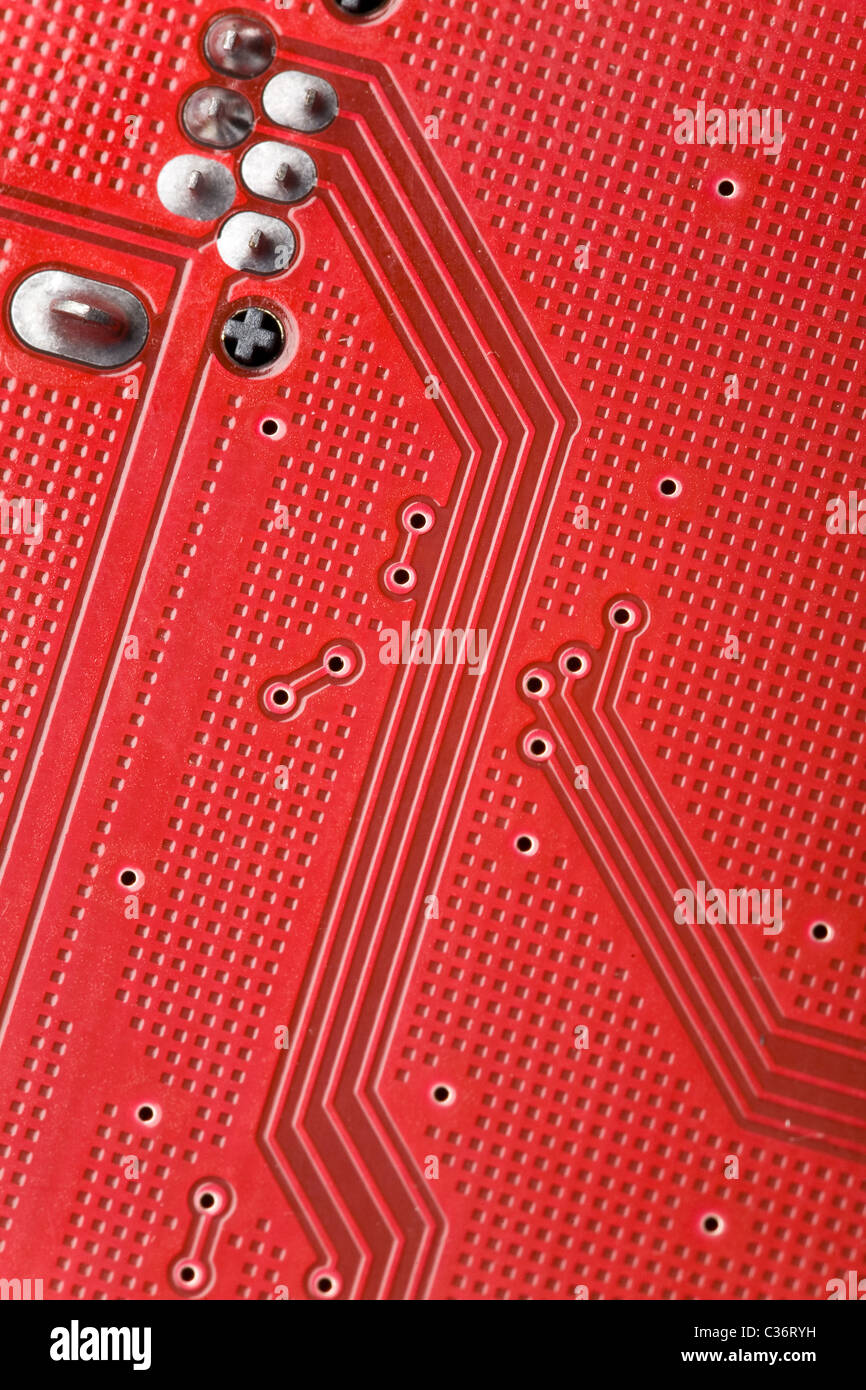 Red Circuit Board close up shot for background Stock Photo - Alamy
