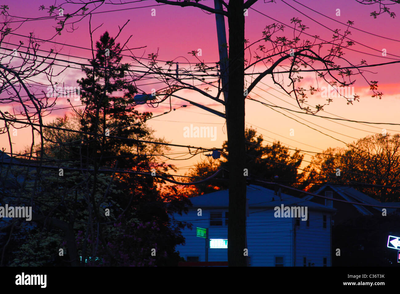 Suburban Spring Sunset Stock Photo - Alamy