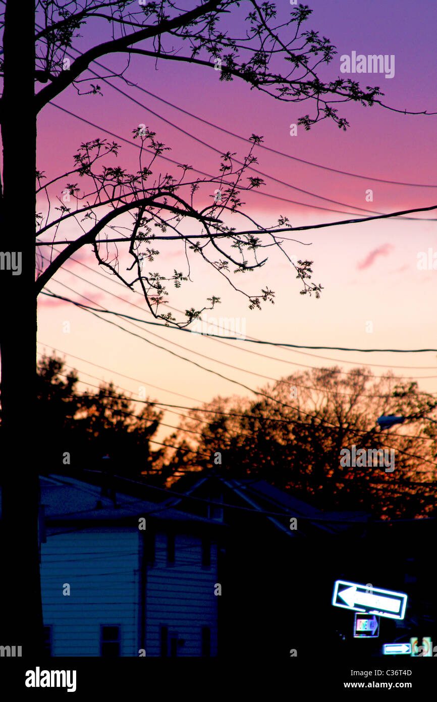 Suburban Spring Sunset Stock Photo - Alamy