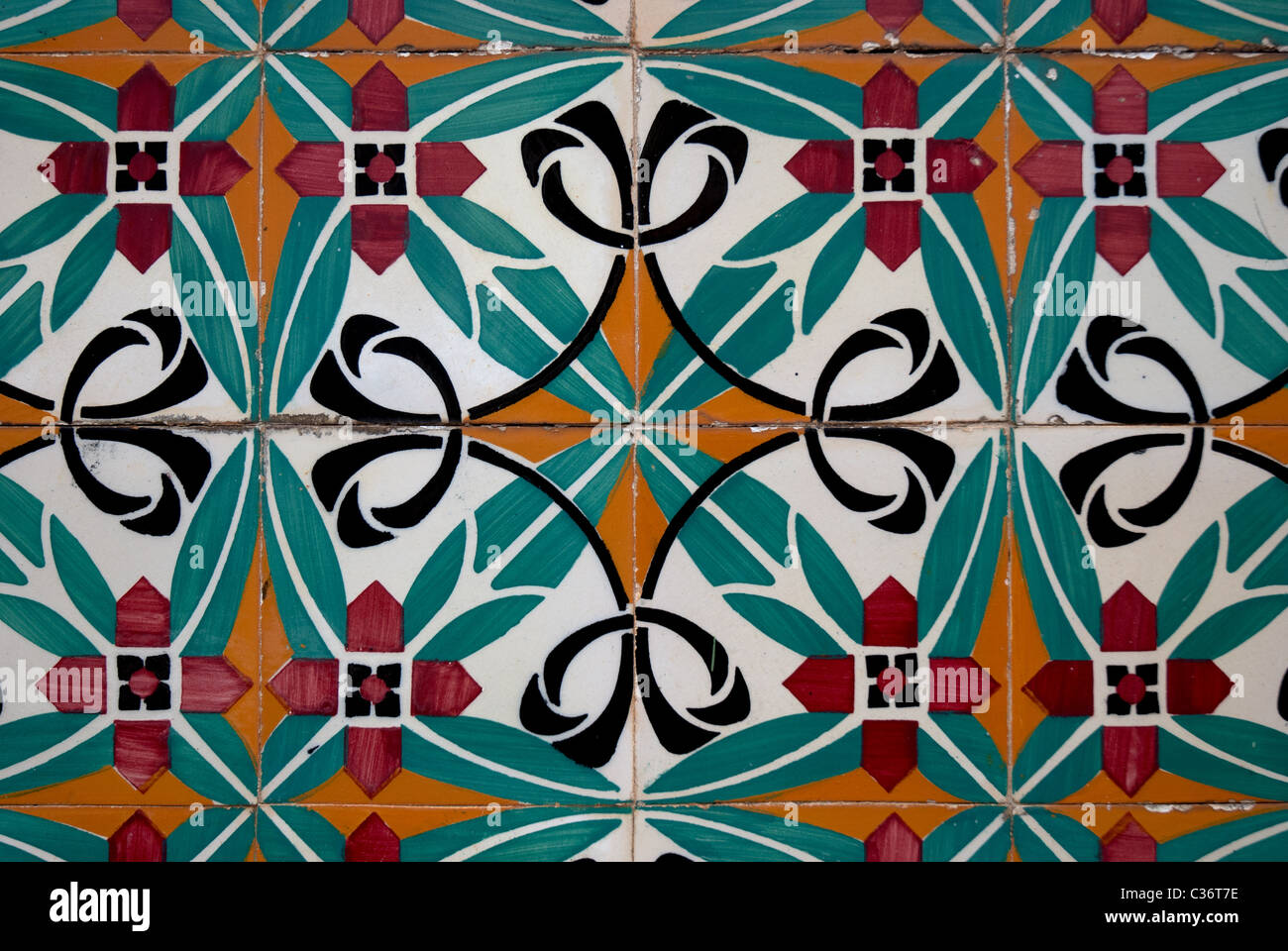 Colorful vintage spanish style ceramic tiles wall decoration Stock ...