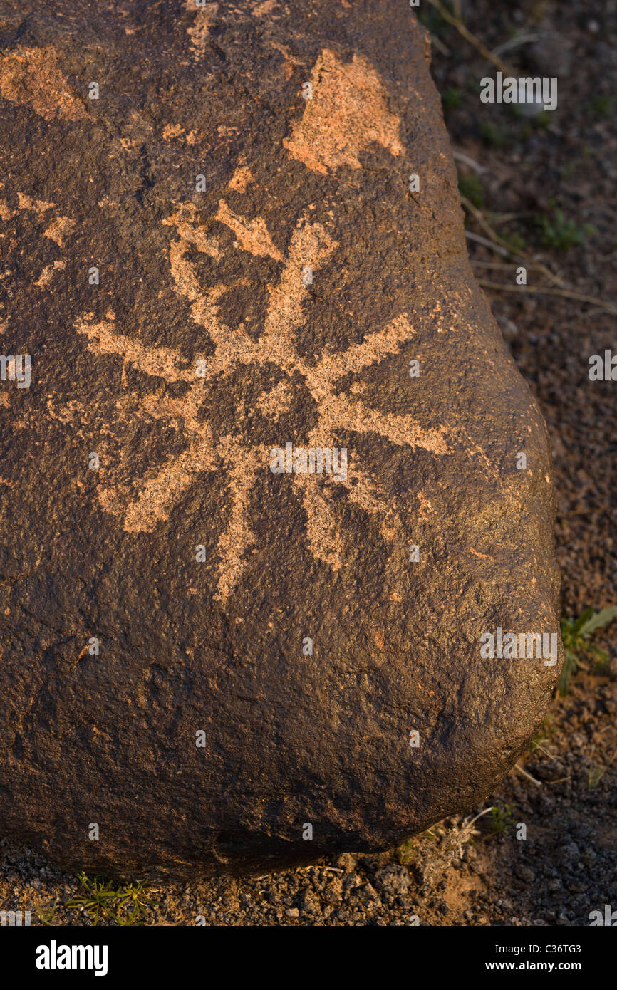 Ancient Rock art, sun or star representation, at the Painted Rock ...