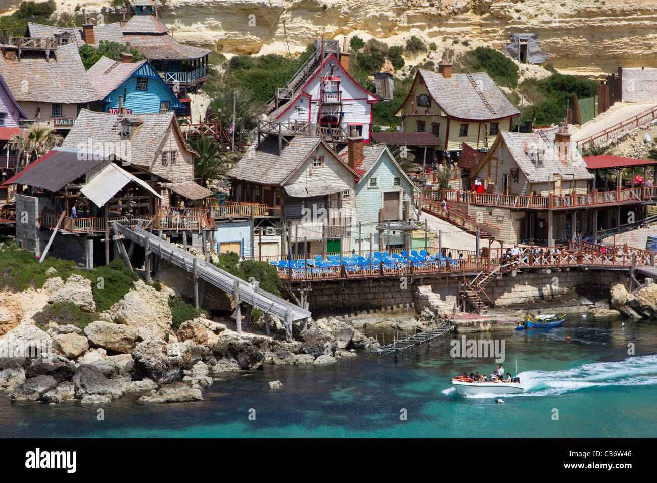 popeye village island of malta mediteranean Stock Photo - Alamy