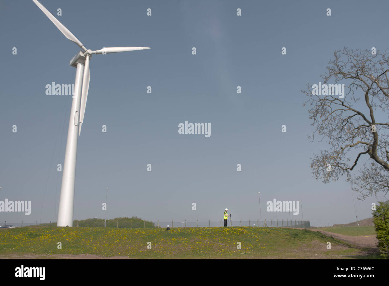 Wind Turbine and Surveyor at East Midlands Airport - HDR Stock Photo ...