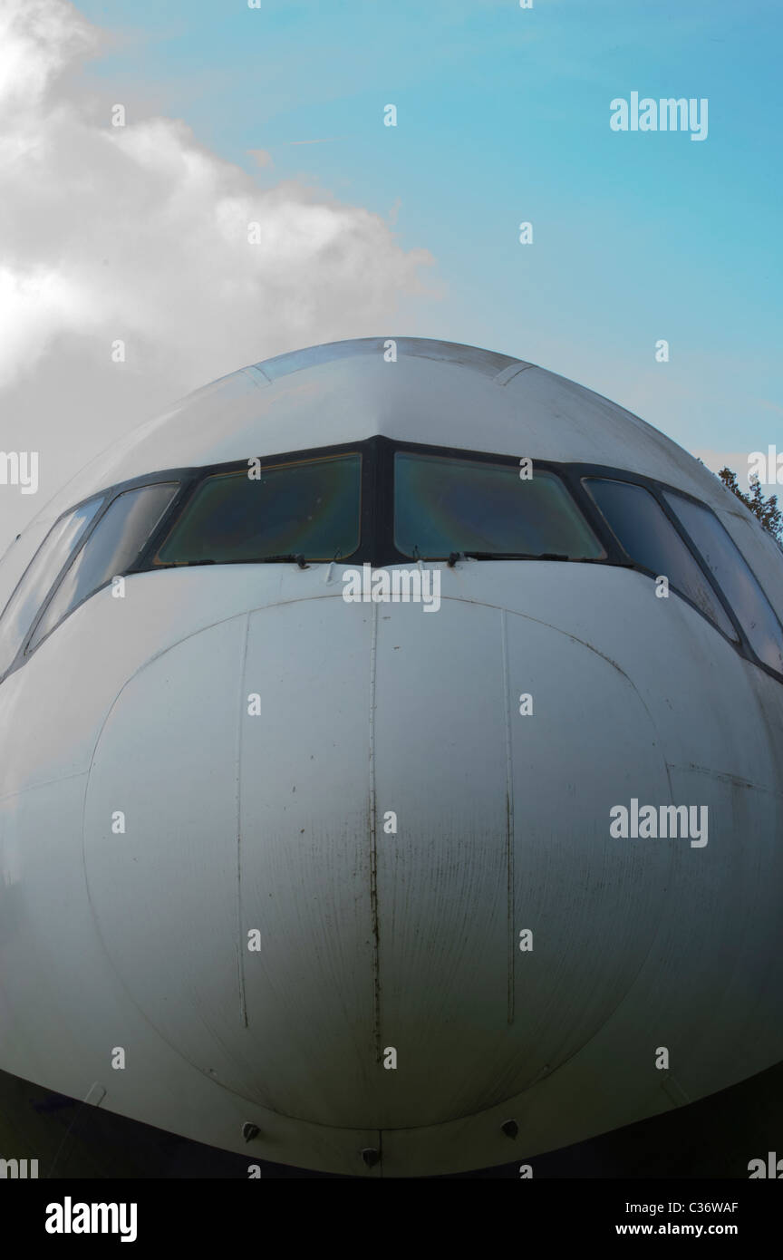 Close-up of airplane cockpit, front aspect Stock Photo - Alamy