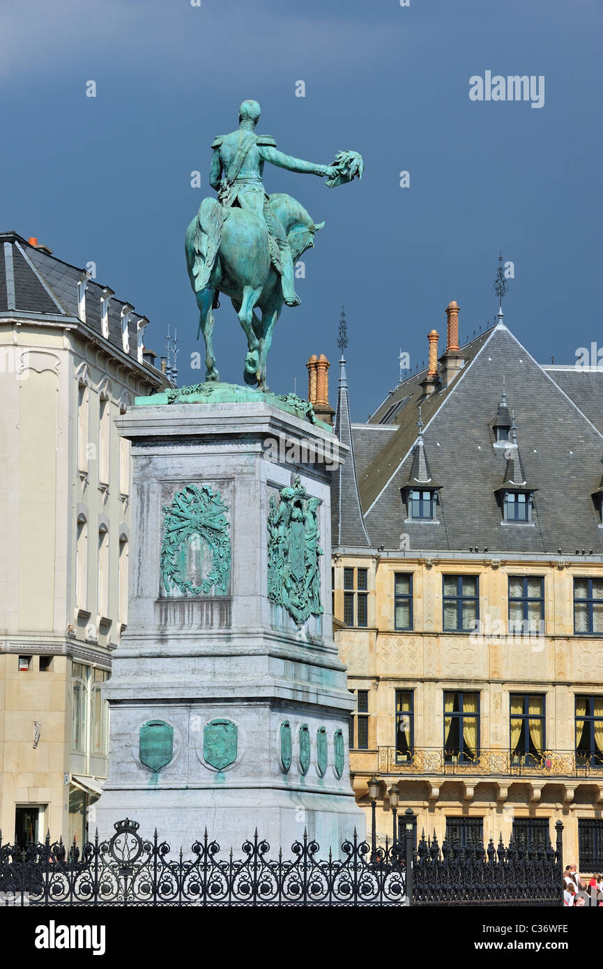 Equestrian statue of Grand Duke William II at the Place Guillame in ...