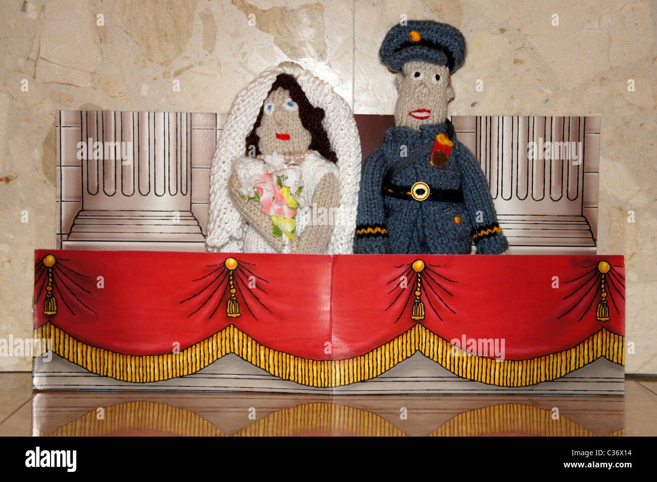 royal wedding knitted figures Stock Photo - Alamy