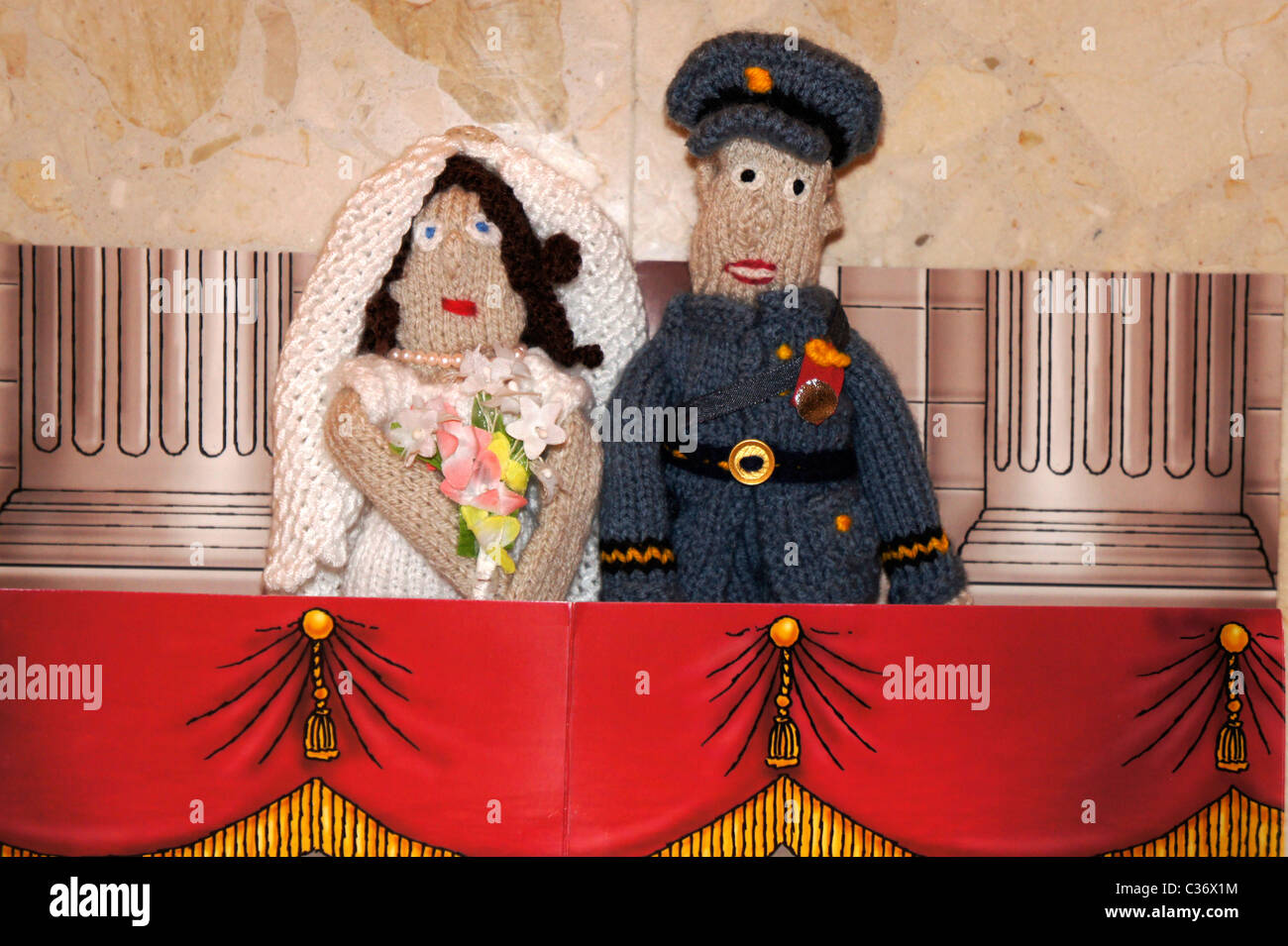 royal wedding knitted figures Stock Photo - Alamy