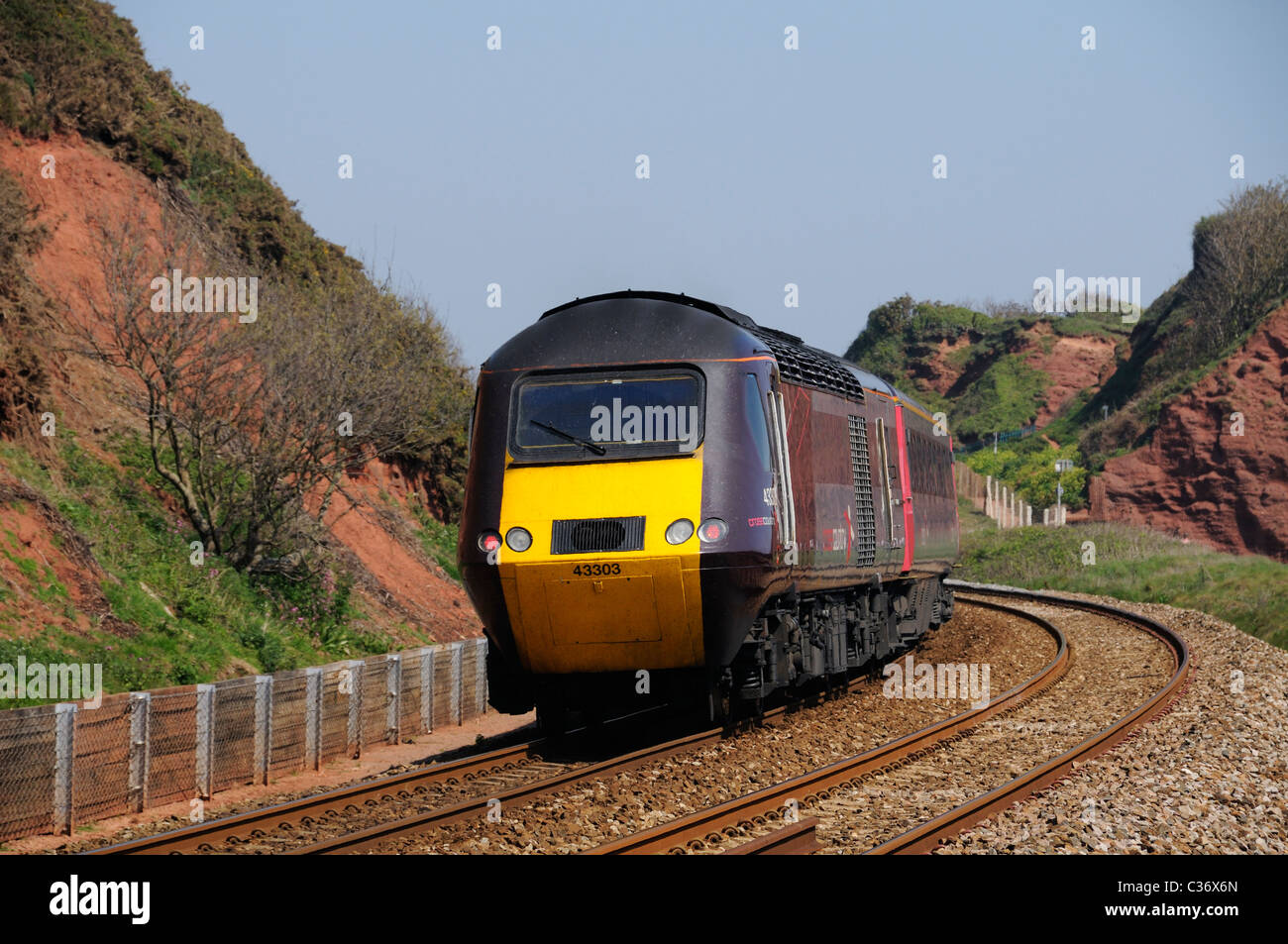 A Crosscountry Trains operated HST rounds the curve in front of ...