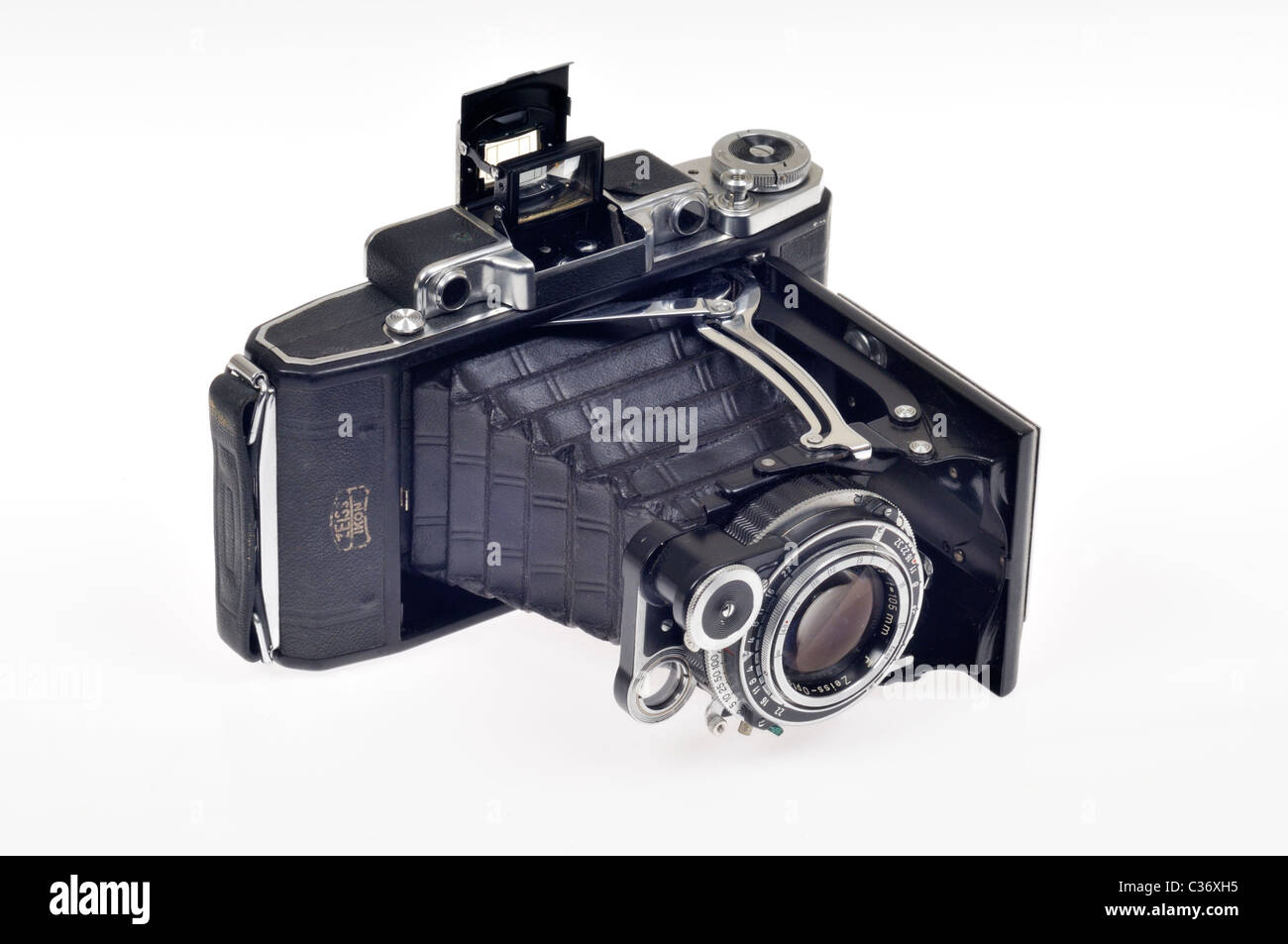 Antique Zeiss Super Ikonta medium format bellows camera on white ...