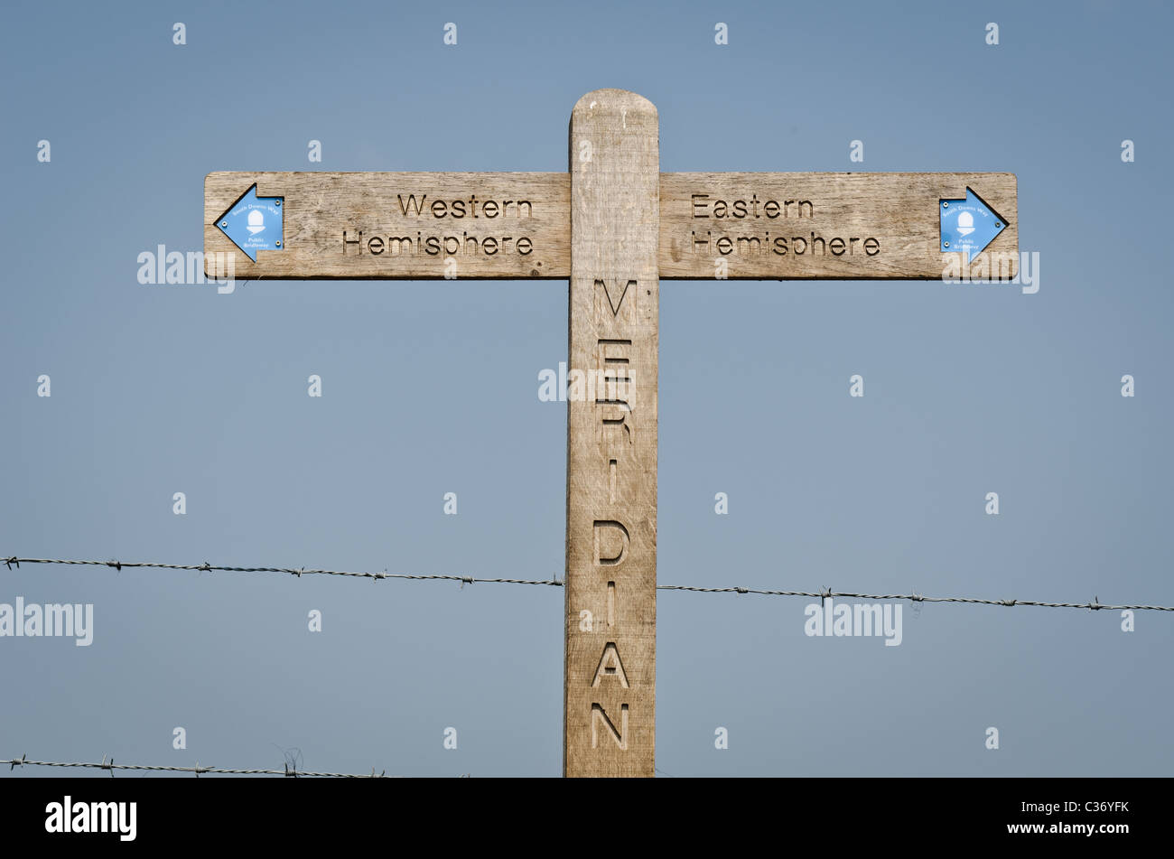 sign demarking the Meridian - West & East Hemispheres Stock Photo - Alamy
