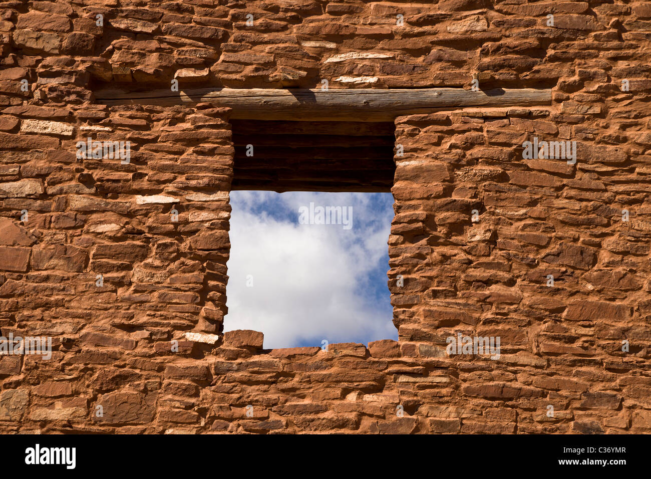 Window in the Spanish colonial church at Quarai, Salinas Pueblo ...
