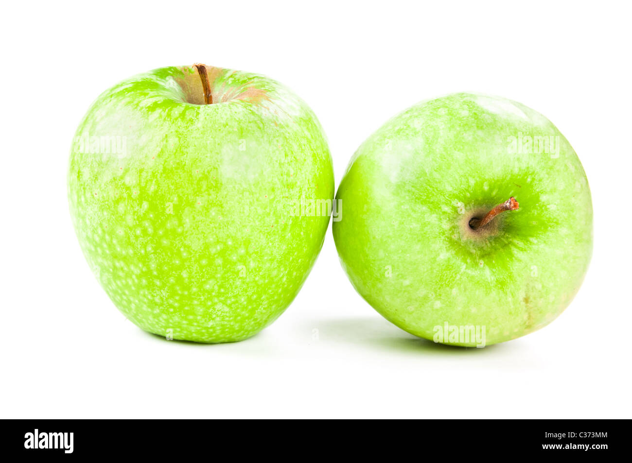 two fresh green apples isolated on white Stock Photo - Alamy
