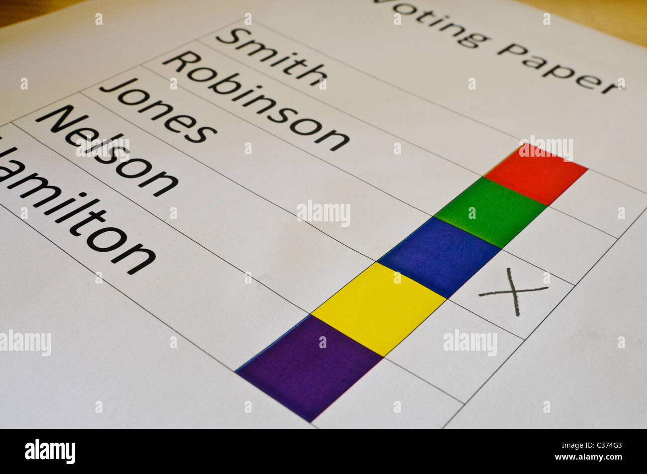 Ballot paper marked with an X Stock Photo - Alamy