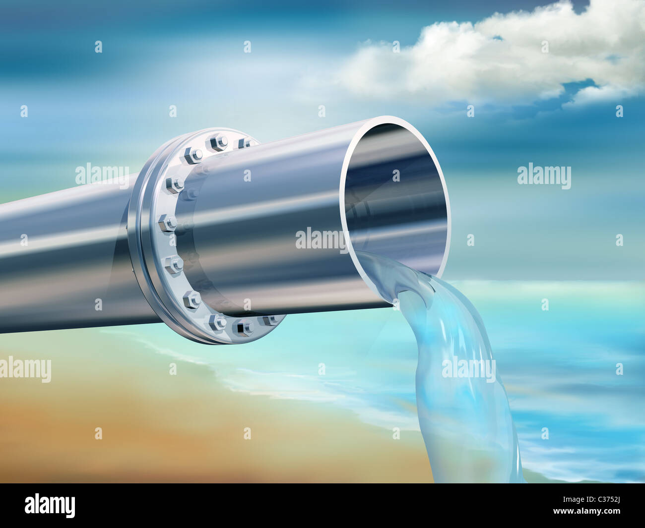 Illustration of a water pipe providing clean drinking water Stock Photo ...